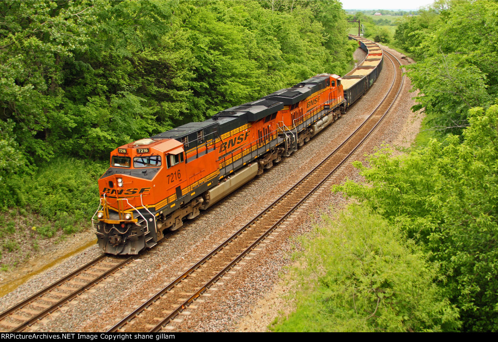 BNSF 7216 Heads up a Wb Frac Sand train!!!